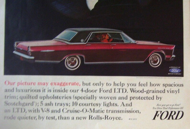 1965 4 Door Ford Magazine Page Ad, Ford Galaxie Hardtop, Man Cave ...