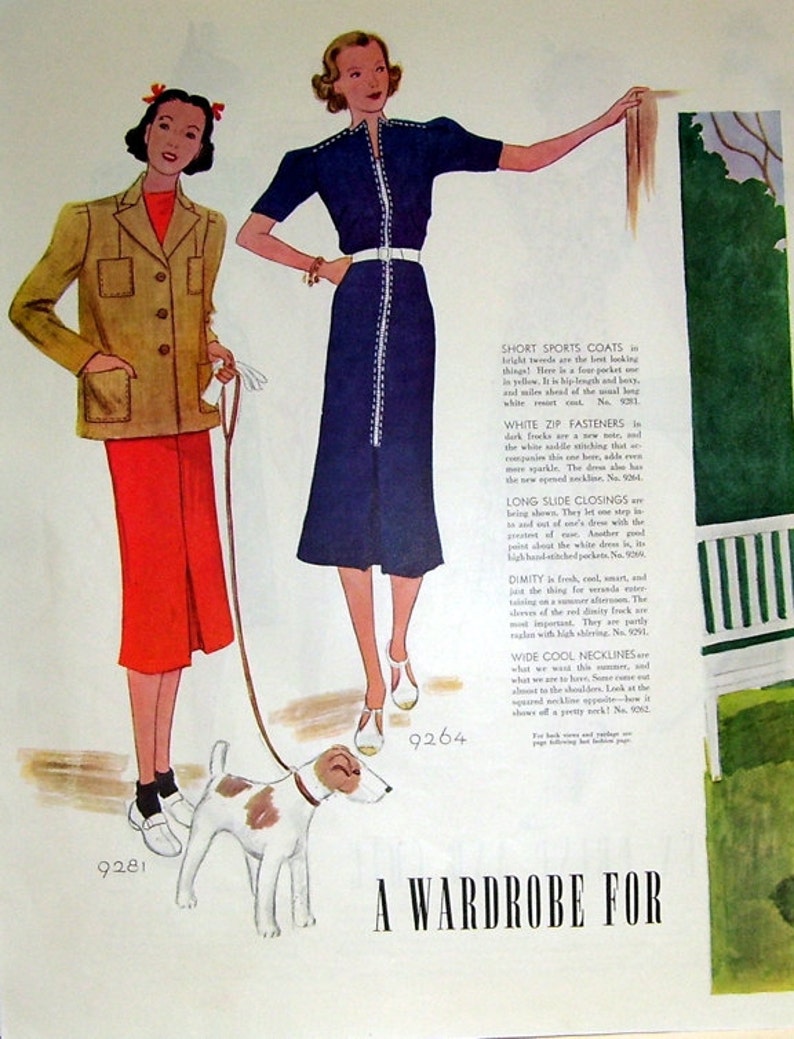 Ladies Fashion Dress Ad, 1937 Magazine Page Print, Advertisement, A ...