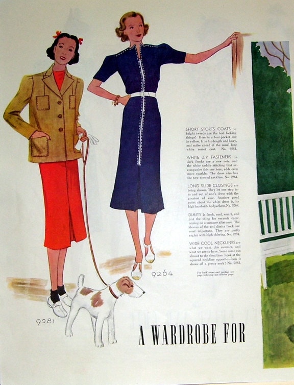 Ladies Fashion Dress Ad, 1937 Magazine Page Print, Advertisement, A ...
