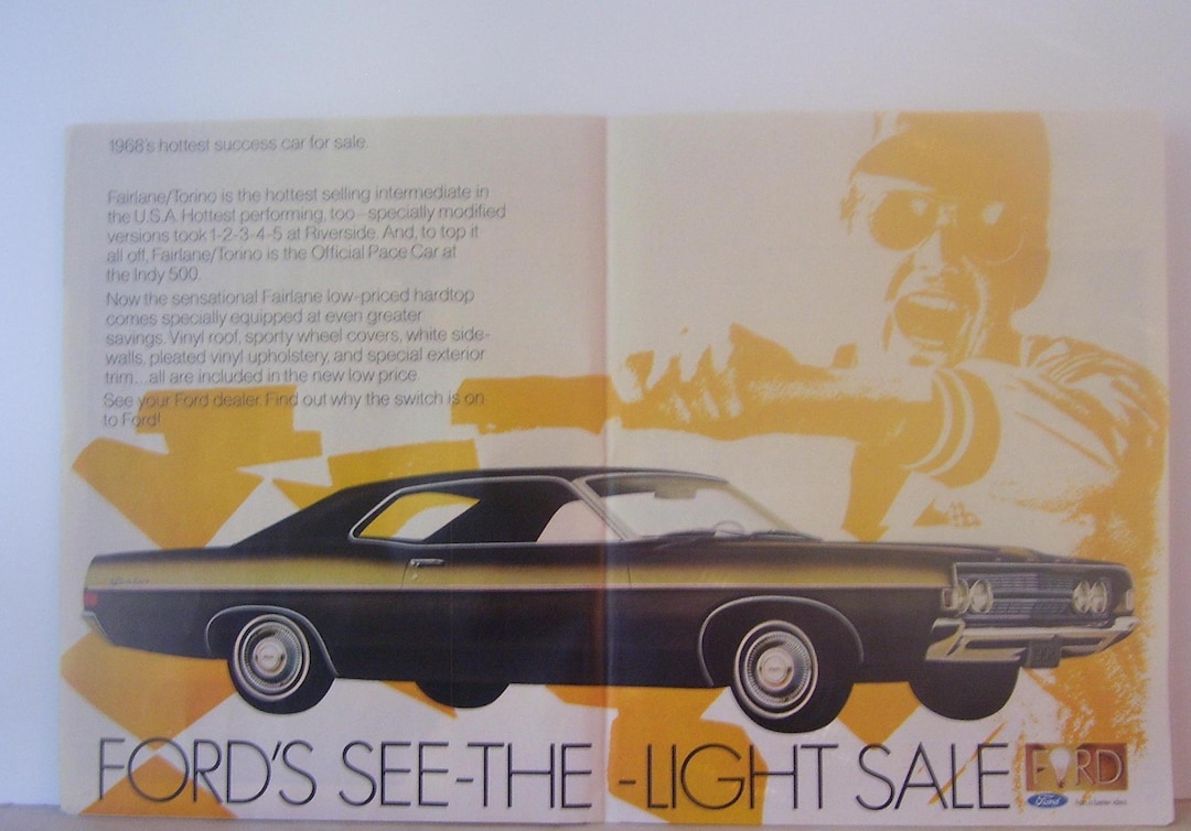 Vintage Magazine 1968 Ford Torino Car Ad. Double Page , Hardtop/ Car ...