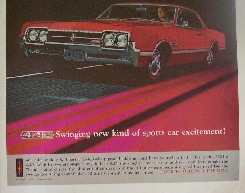 Vintage Magazine Ad 1966 Red Oldsmobile Sedan Automobile Advertising ...