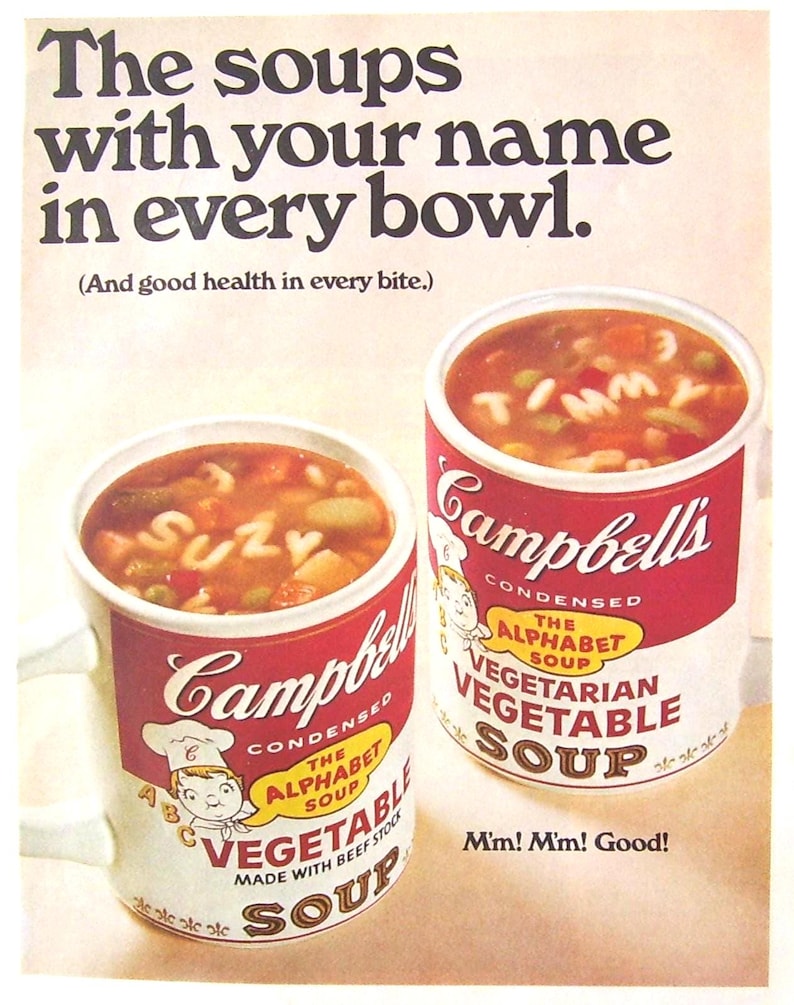 1968 Campbell's Vegetable Soup Magazine Page Ad, Kitchen Decor - Etsy