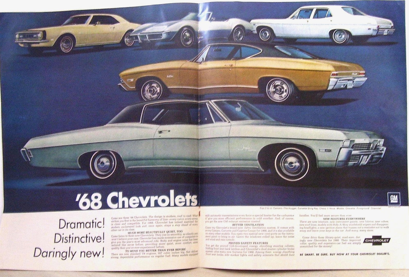 Vintage Magazine Page Ad 1968 Chevrolet, 5 GM Chevrolets/ Camaro ...