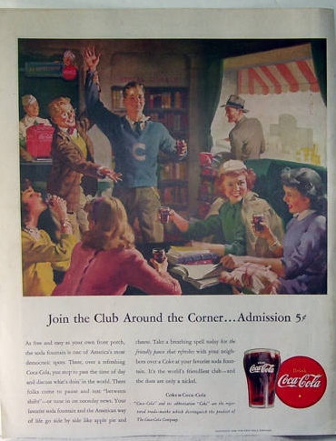 1946 Coca Cola Join the Club Ad, Join the Club Around the Corner ...