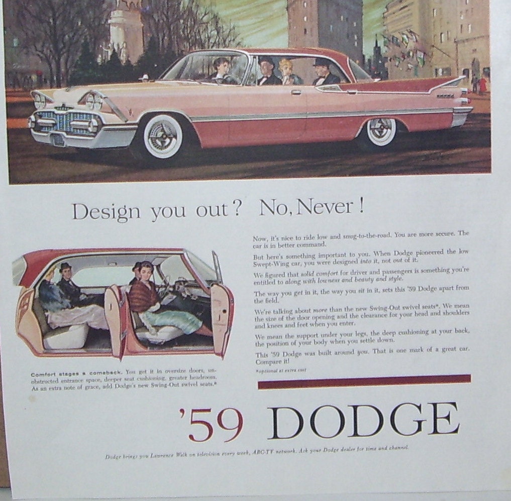1959 Dodge Magazine Print Page Advertising Classy Automobile - Etsy