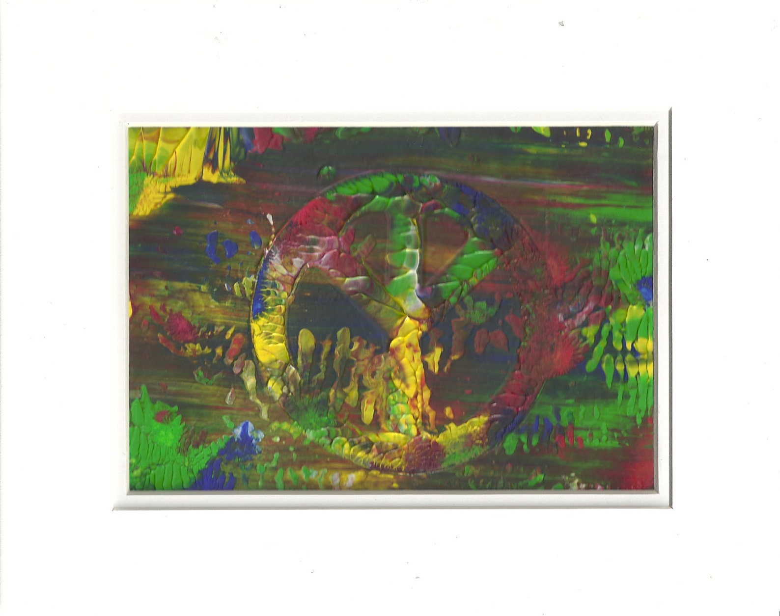 Original Acrylic Abstract Peace Painting Fine Art in Double White Mat ...