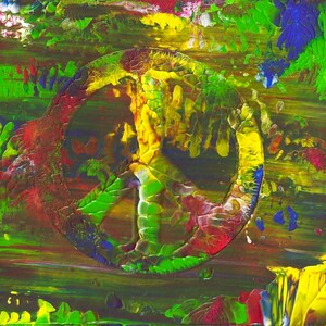 Original Acrylic Abstract Peace Painting Fine Art in Double White Mat ...