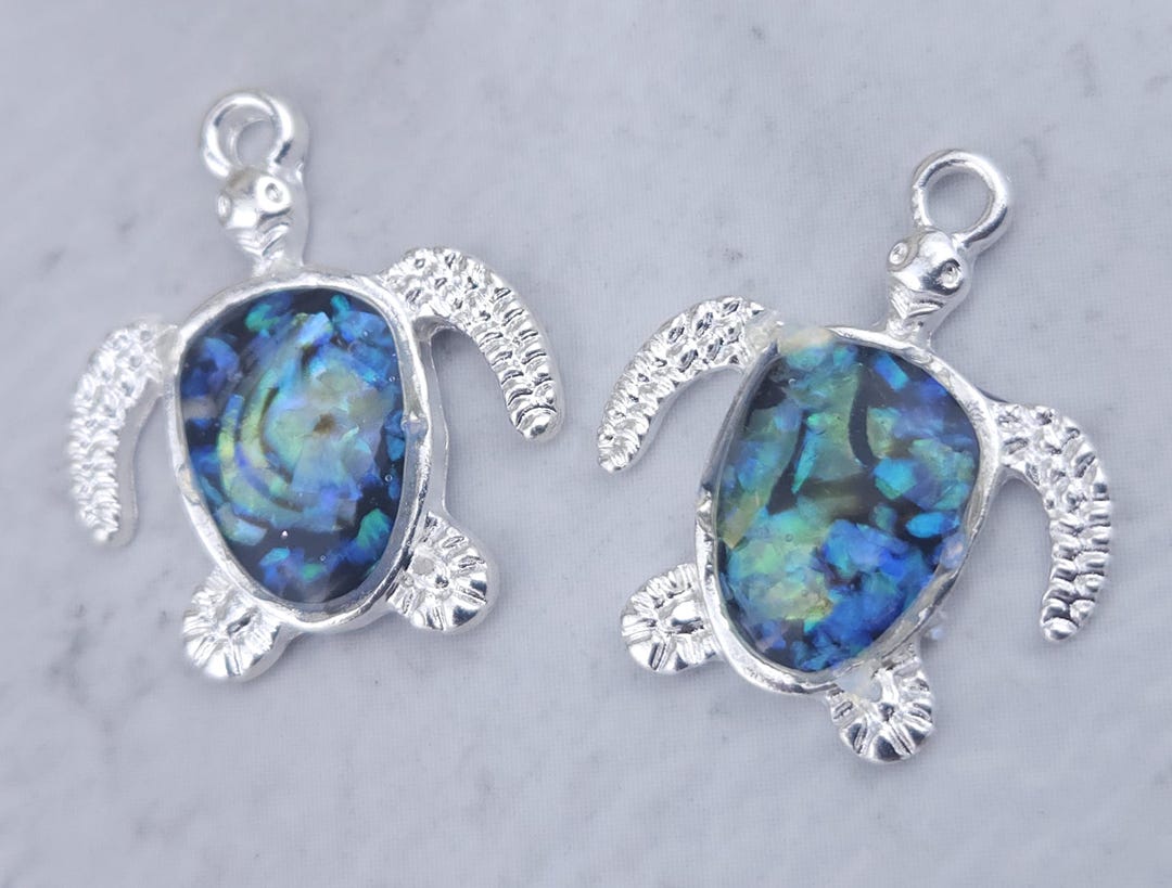 Paua Shell With Crushed Opal Turtle Earring Pair - SRA - Etsy