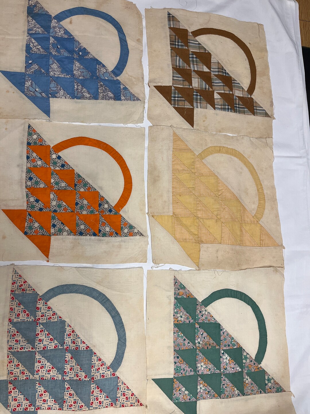 Twenty Vintage Flower Basket Quilt Blocks, Hand-stitched - Etsy