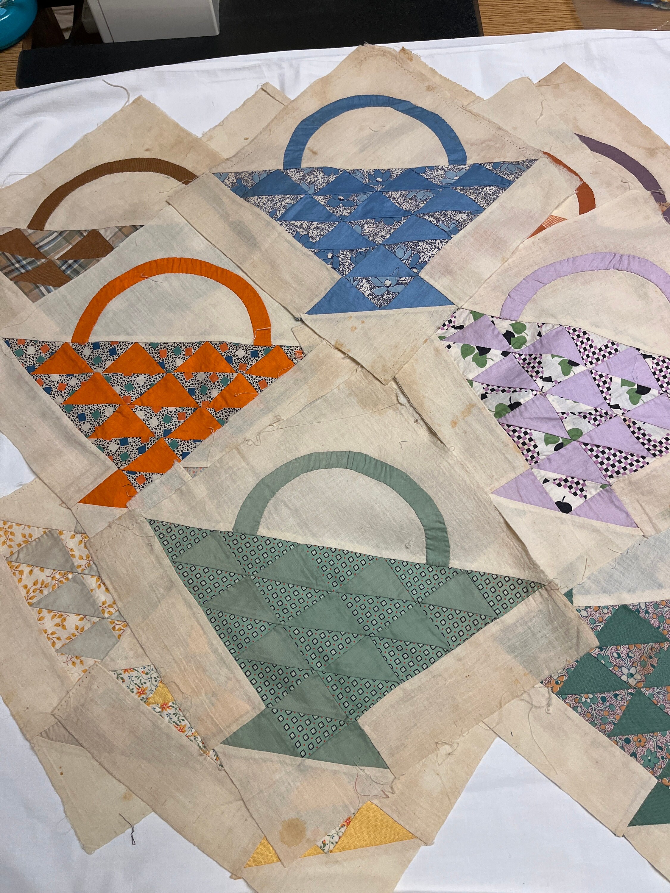 Twenty Vintage Flower Basket Quilt Blocks, Hand-stitched - Etsy