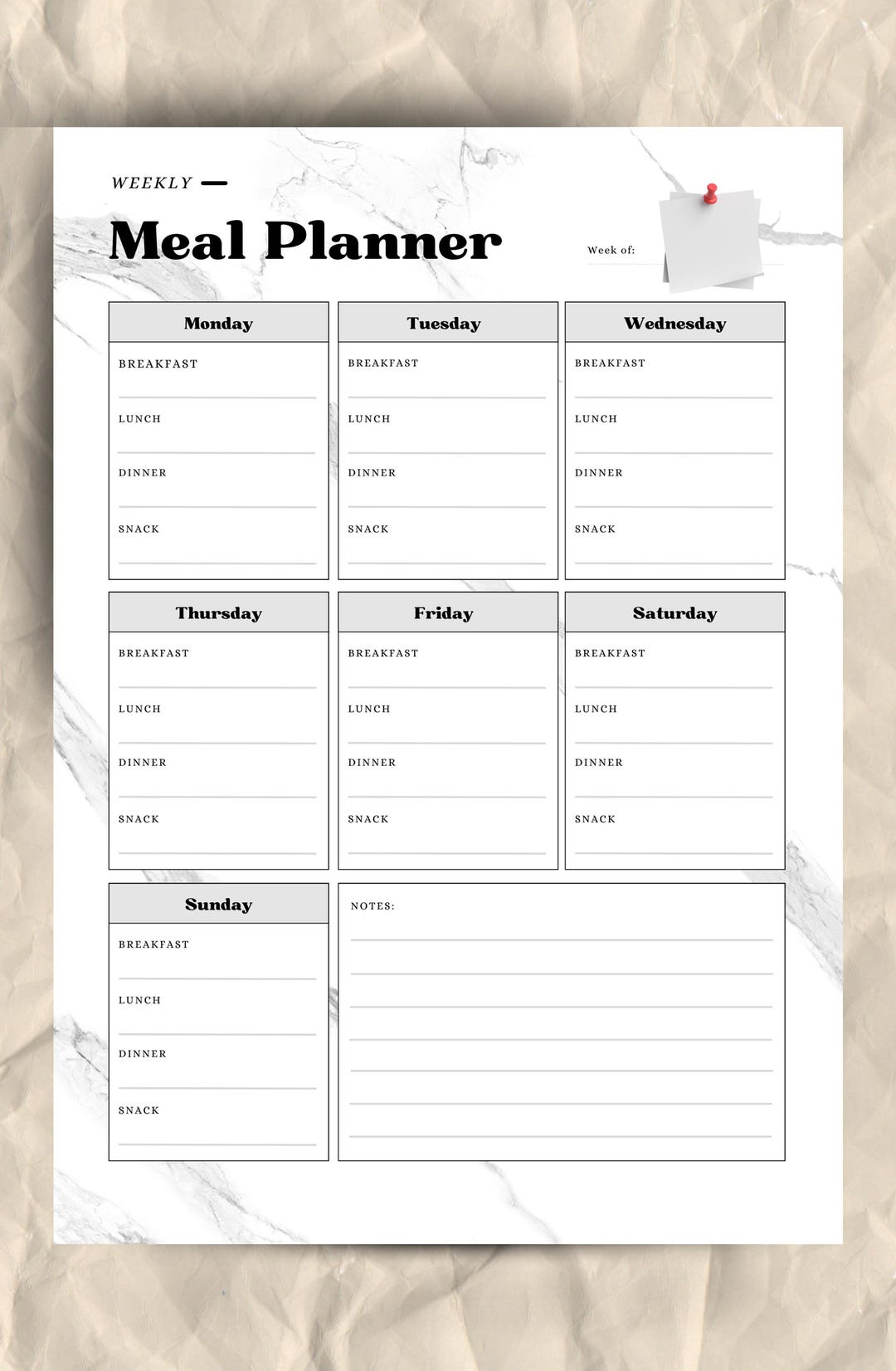 Editable Meal Planner Printable | Weekly, Daily, Monthly Food Planner ...