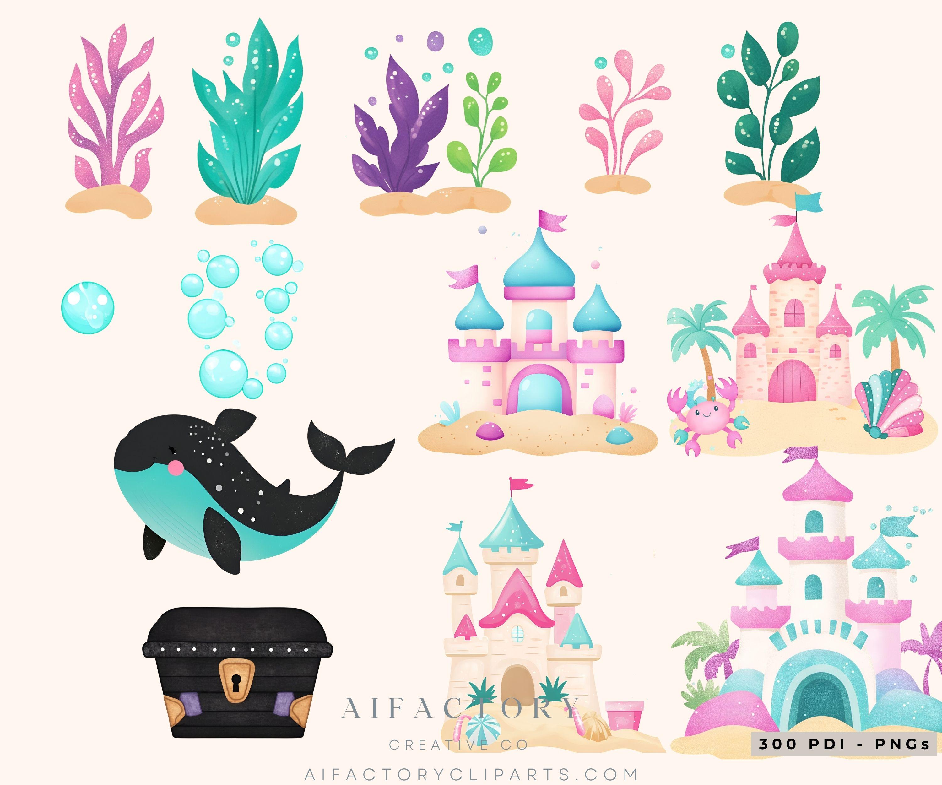 Mermaid Clipart, Under the Sea Mermaid Birthday Cute Mermaid Clipart ...
