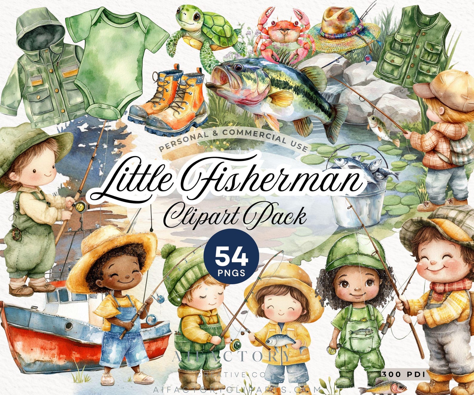 Little Fisherman Clipart, Fishing Tackle Clipart, Boy Fishing Clipart ...