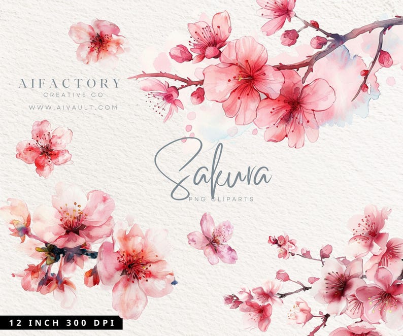 Cherry Blossom Clipart, Sakura Clipart, Spring Flowers, Wedding Clipart ...