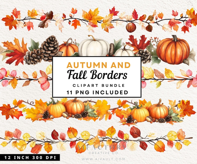 11 Watercolor Thanksgiving Borders Clipart Fall Pumpkin Border ...