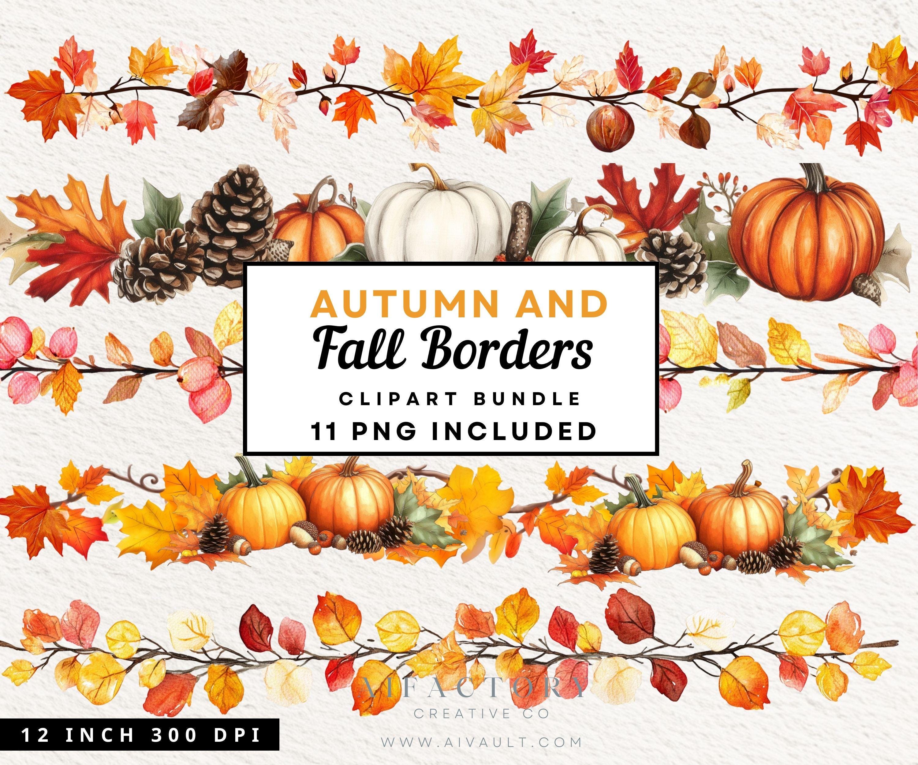 11 Watercolor Thanksgiving Borders Clipart Fall Pumpkin Border ...