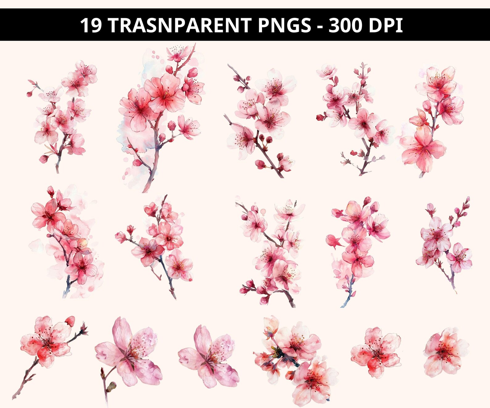 Cherry Blossom Clipart, Sakura Clipart, Spring Flowers, Wedding Clipart ...