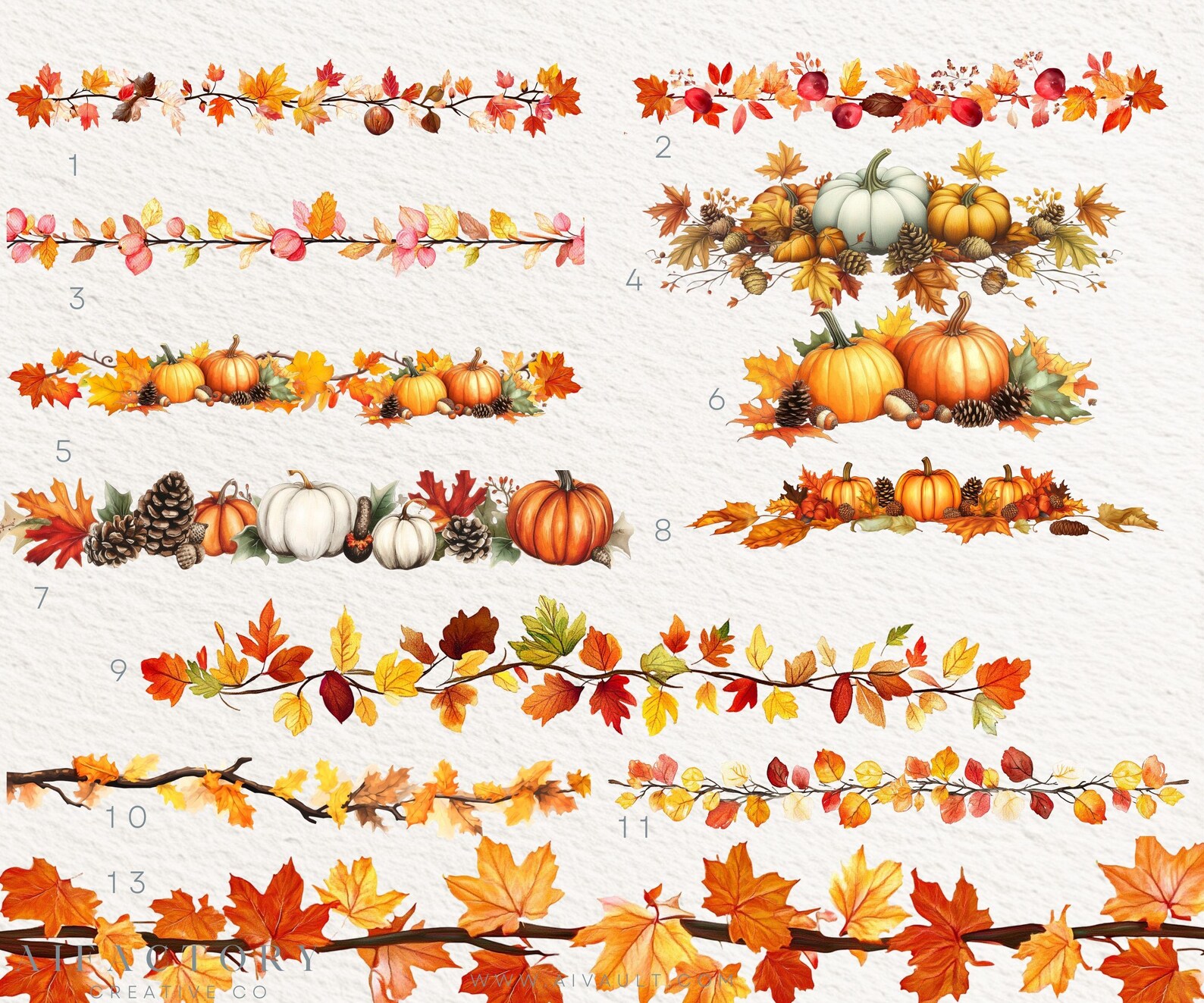 11 Watercolor Thanksgiving Borders Clipart Fall Pumpkin Border ...