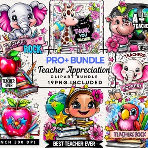 19 Watercolor Teacher Thank You Clipart Bundle, Back to School PNG ...