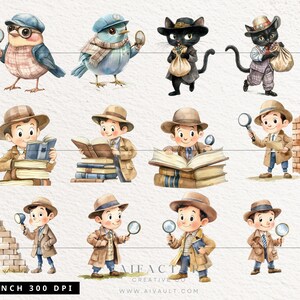 Watercolor Clipart Detective, Spy Clipart, Secret Agent Clipart, Job ...