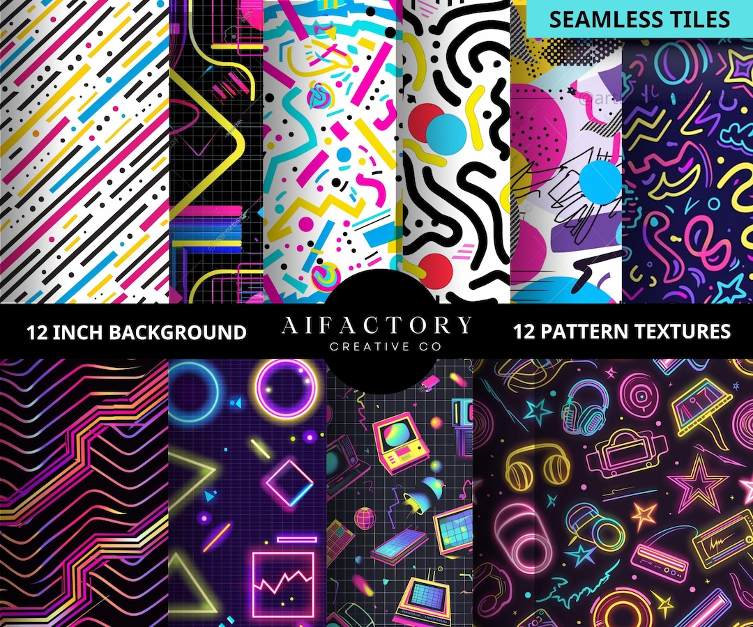 80s Digital Paper, Retro Digital Scrapbooking Paper 70s Psychedelic ...
