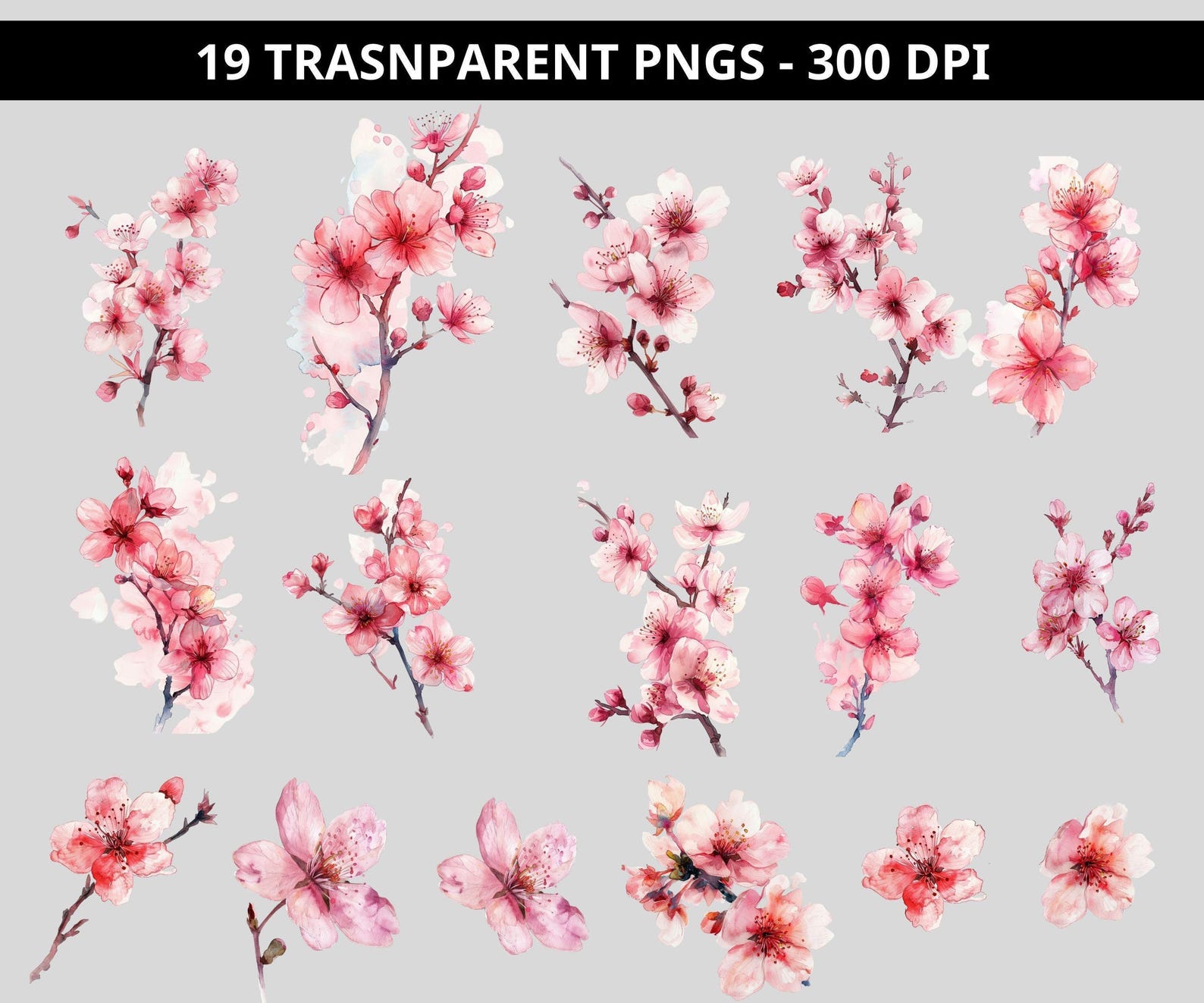 Cherry Blossom Clipart, Sakura Clipart, Spring Flowers, Wedding Clipart ...