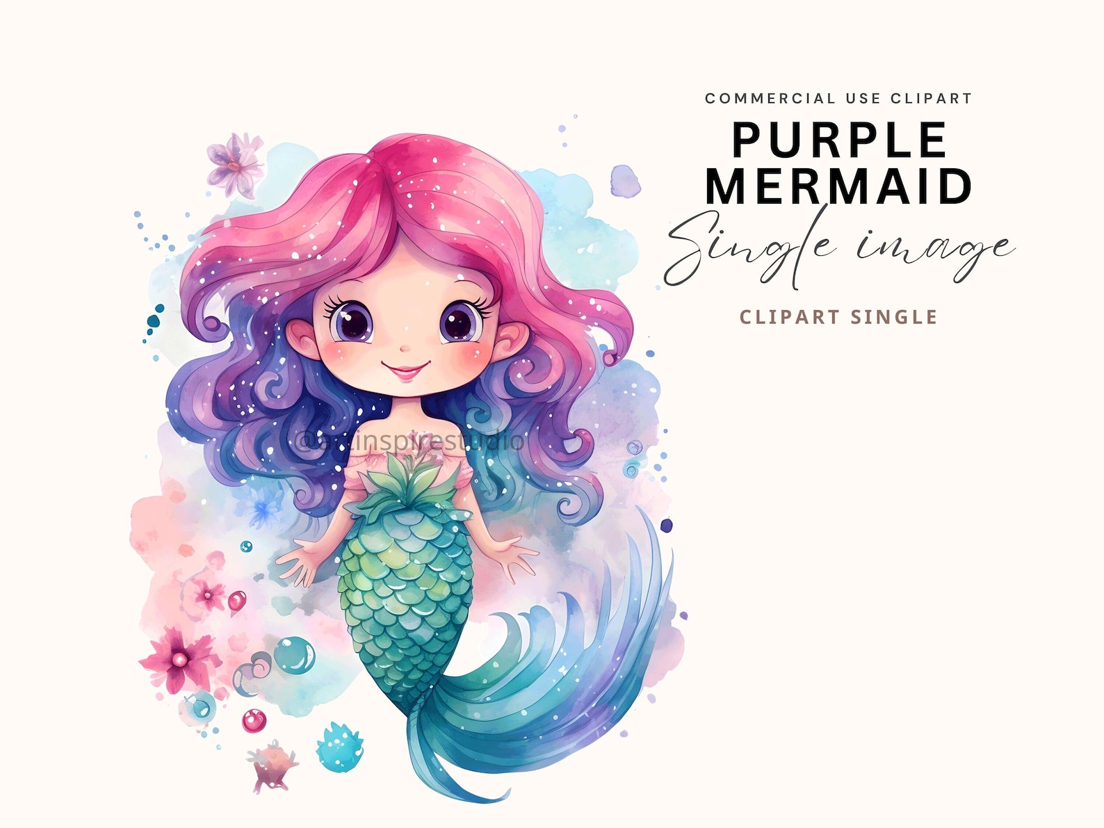 Mermaid Clipart, Fairy Tale, Magical Fantasy Clip Art, Nursery Decor ...