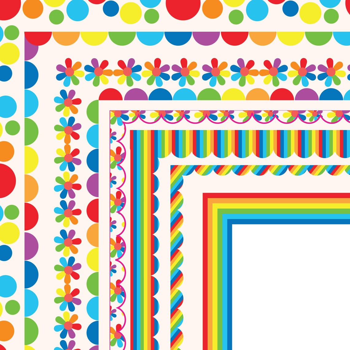 Rainbow Clipart Border, Page Border, School Clipart Border, Wavy ...