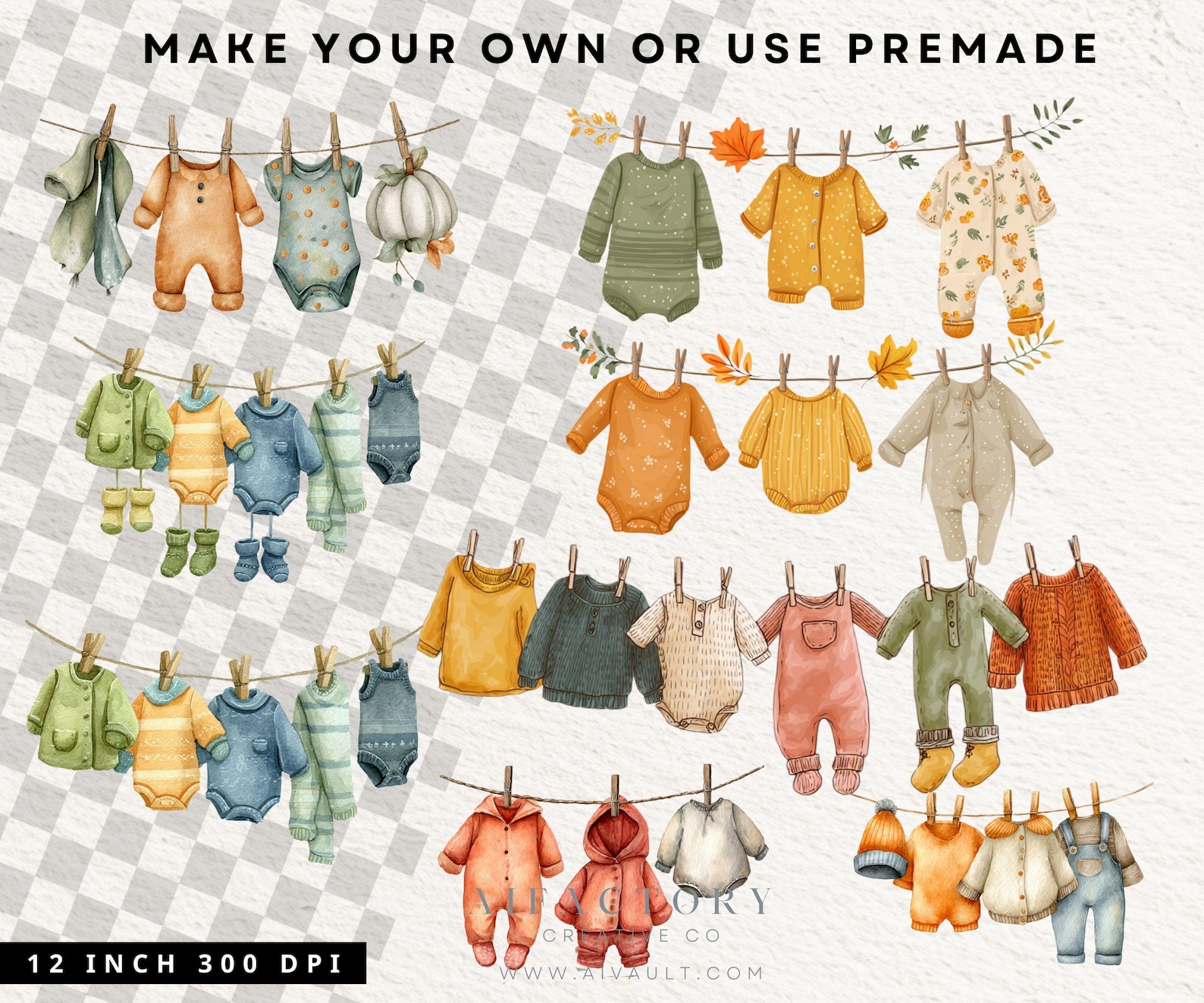 Fall Baby Clothes Line Clipart, A Little Boo Boho Baby Shower, Hanging ...