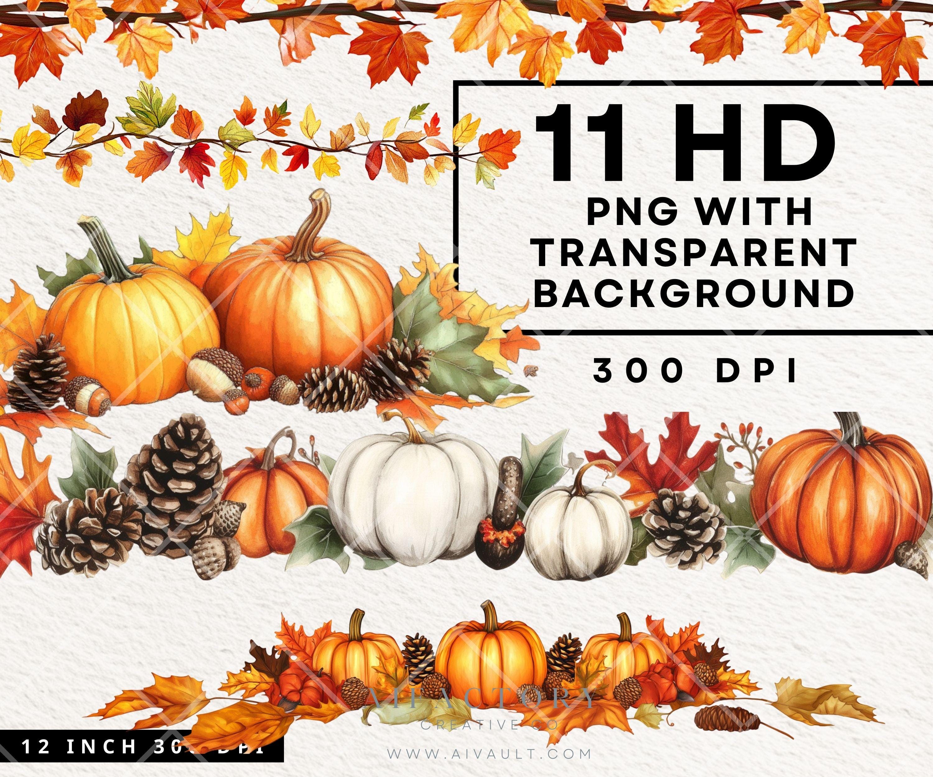11 Watercolor Thanksgiving Borders Clipart Fall Pumpkin Border ...