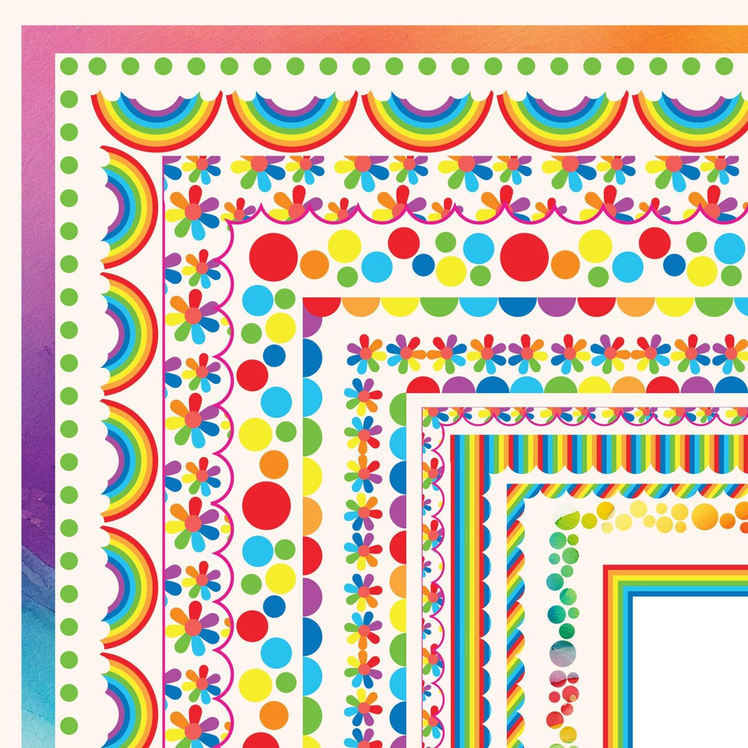 Rainbow Clipart Border, Page Border, School Clipart Border, Wavy ...