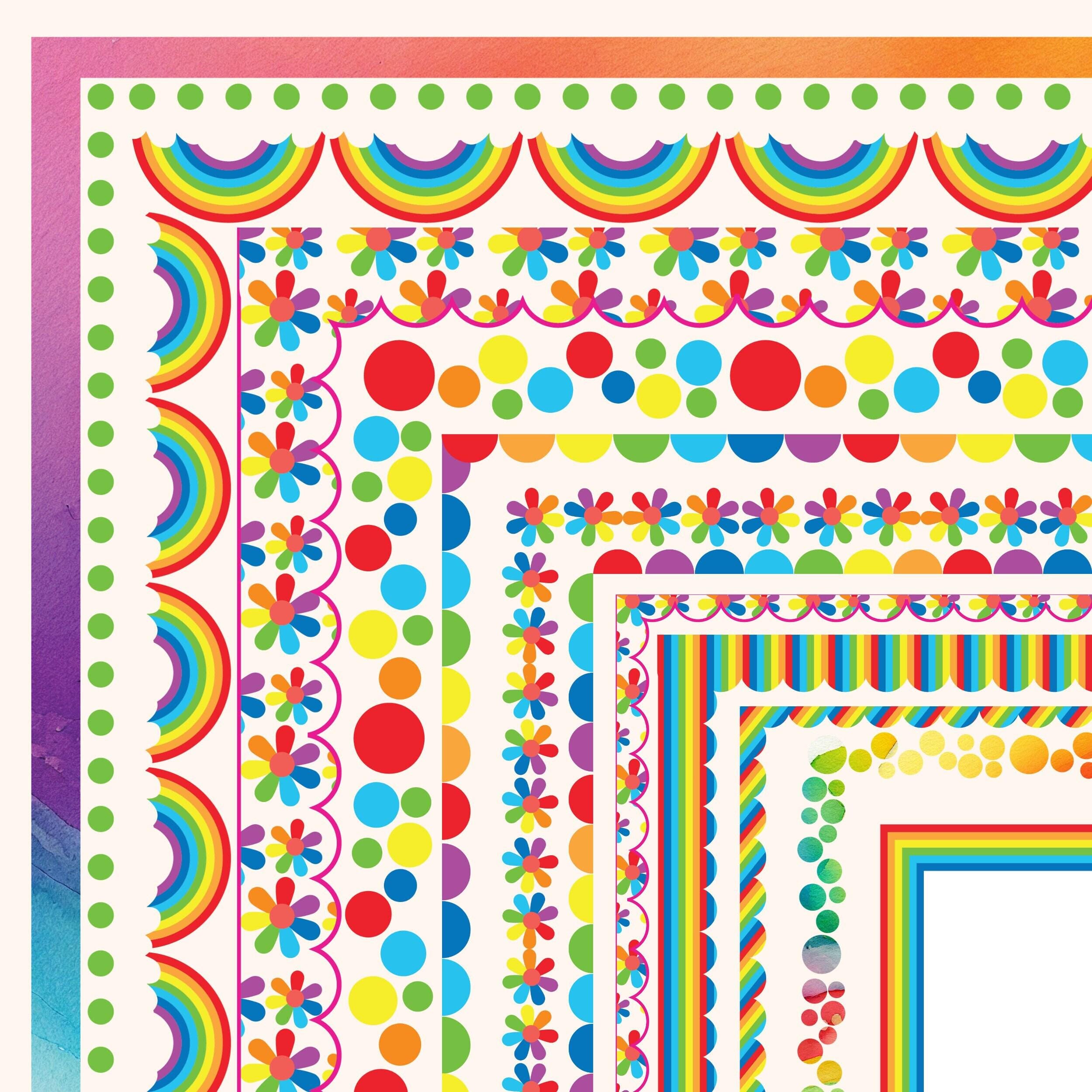 Rainbow Clipart Border, Page Border, School Clipart Border, Wavy ...