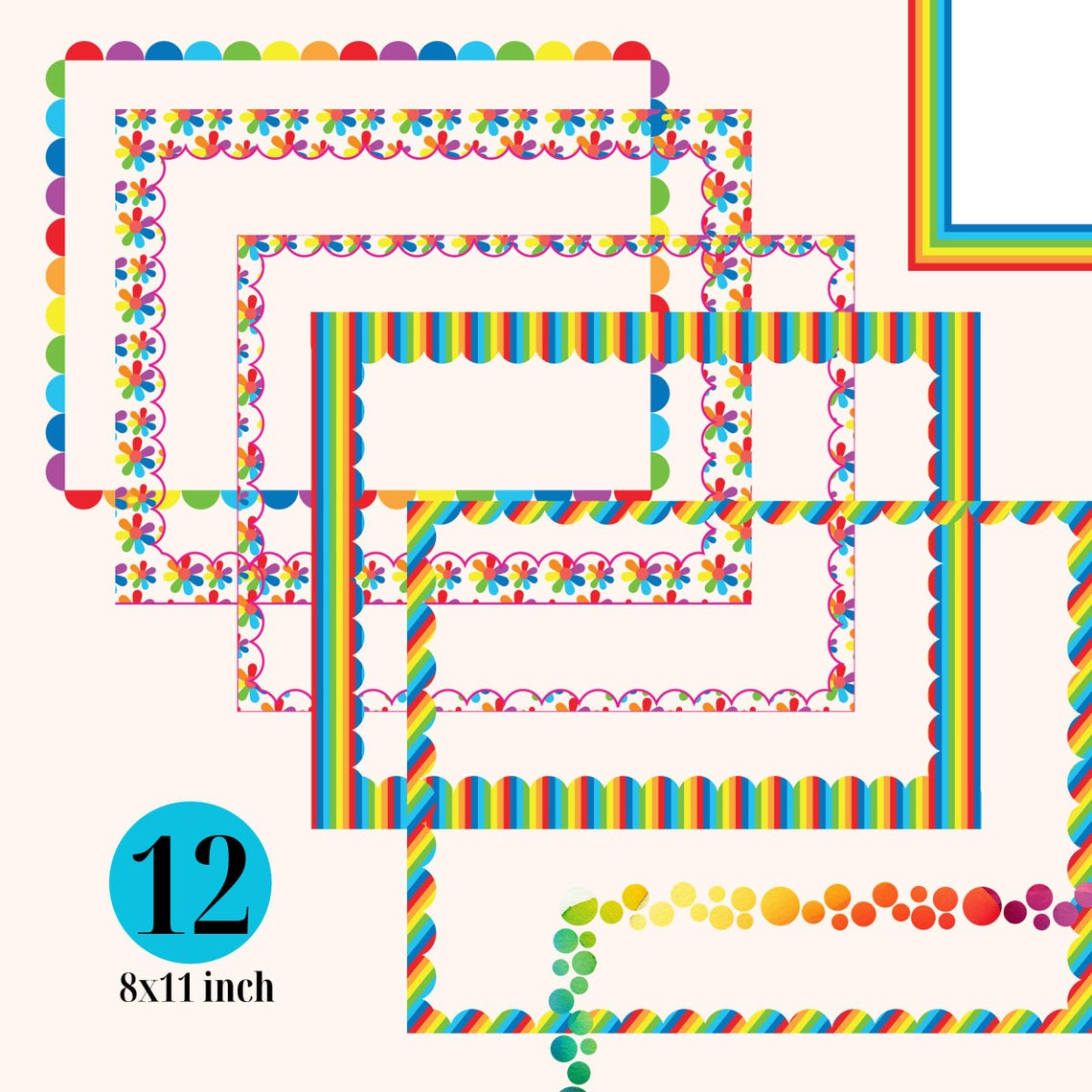 Rainbow Clipart Border, Page Border, School Clipart Border, Wavy ...