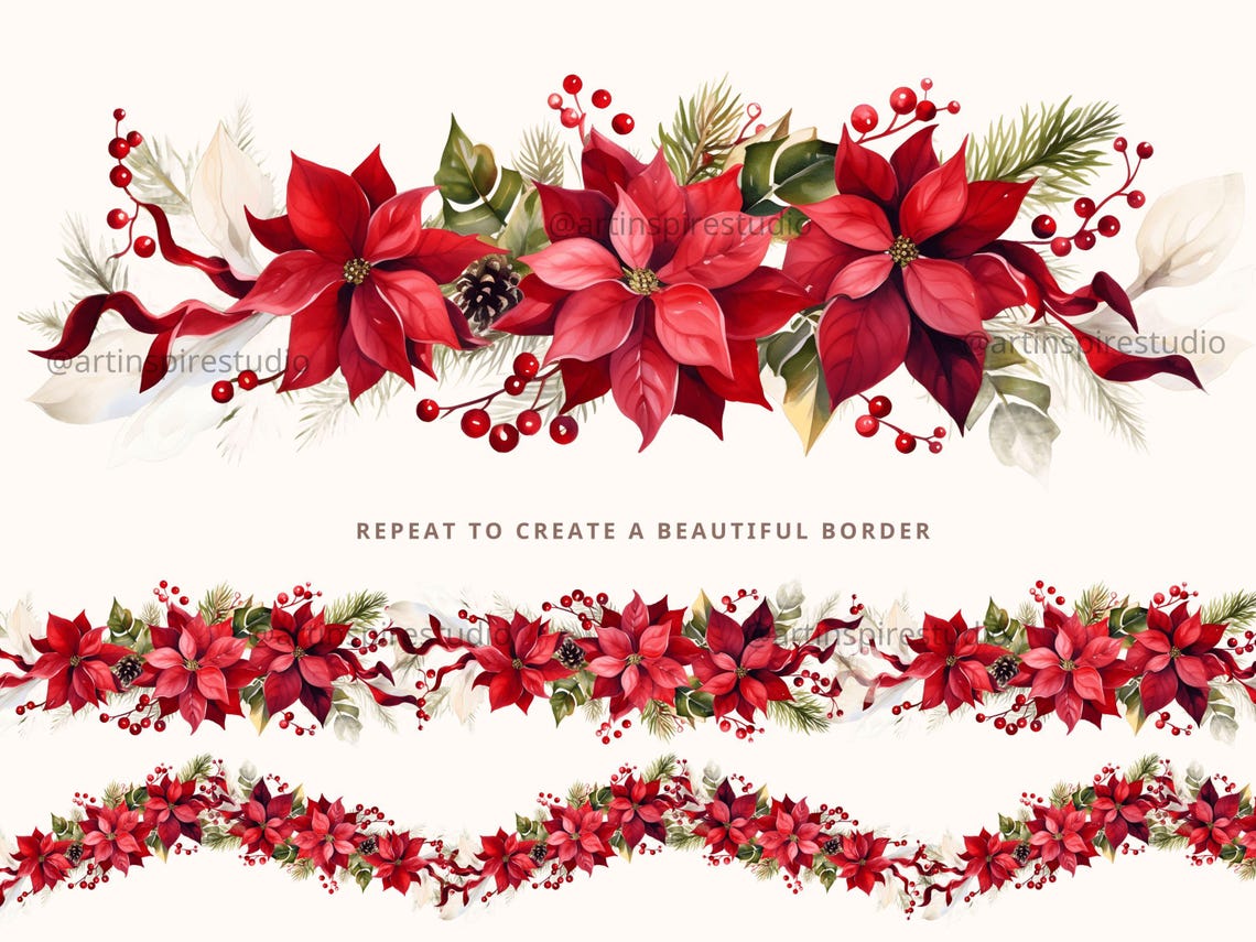 Christmas Border Holiday Border Clipart Watercolor Christmas A4 Page ...