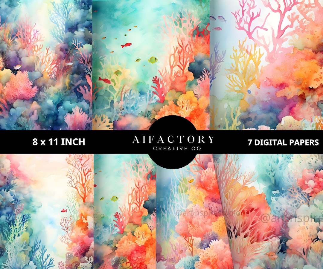 Coral Reef Clipart, Coral Clipart, Ocean Clipart, Watercolor Clipart ...