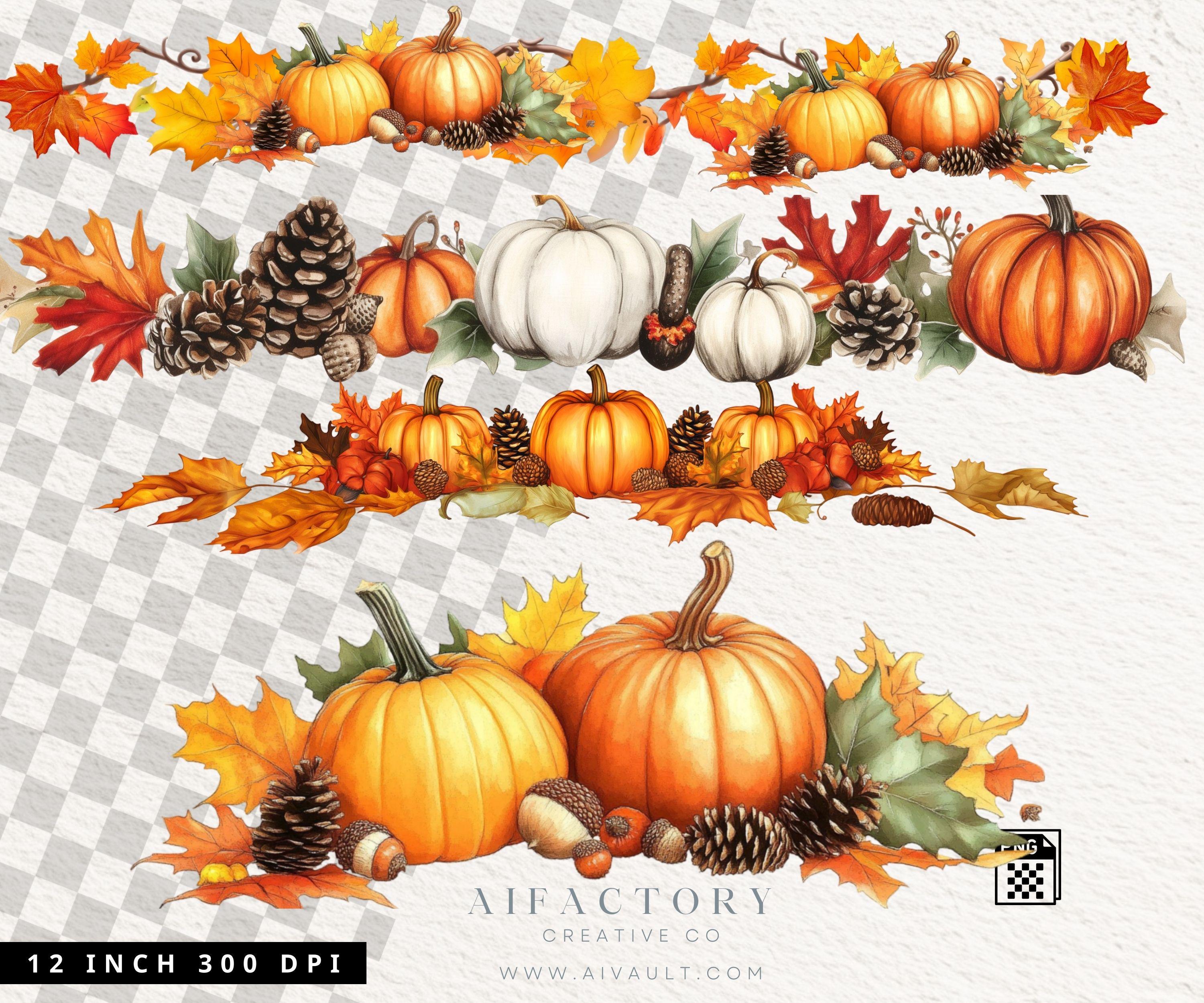 11 Watercolor Thanksgiving Borders Clipart Fall Pumpkin Border ...