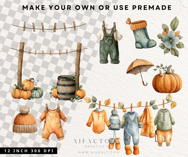 Fall Baby Clothes Line Clipart, A Little Boo Boho Baby Shower, Hanging ...