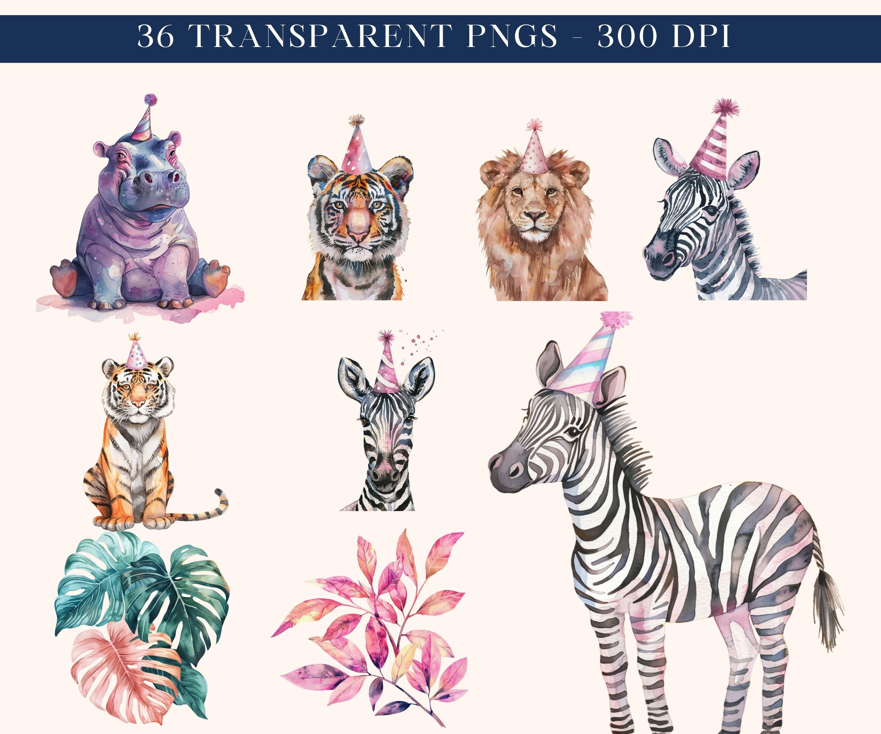 Party Animals Clipart,birthday Party Clipart, Jungle Animals Birthday ...