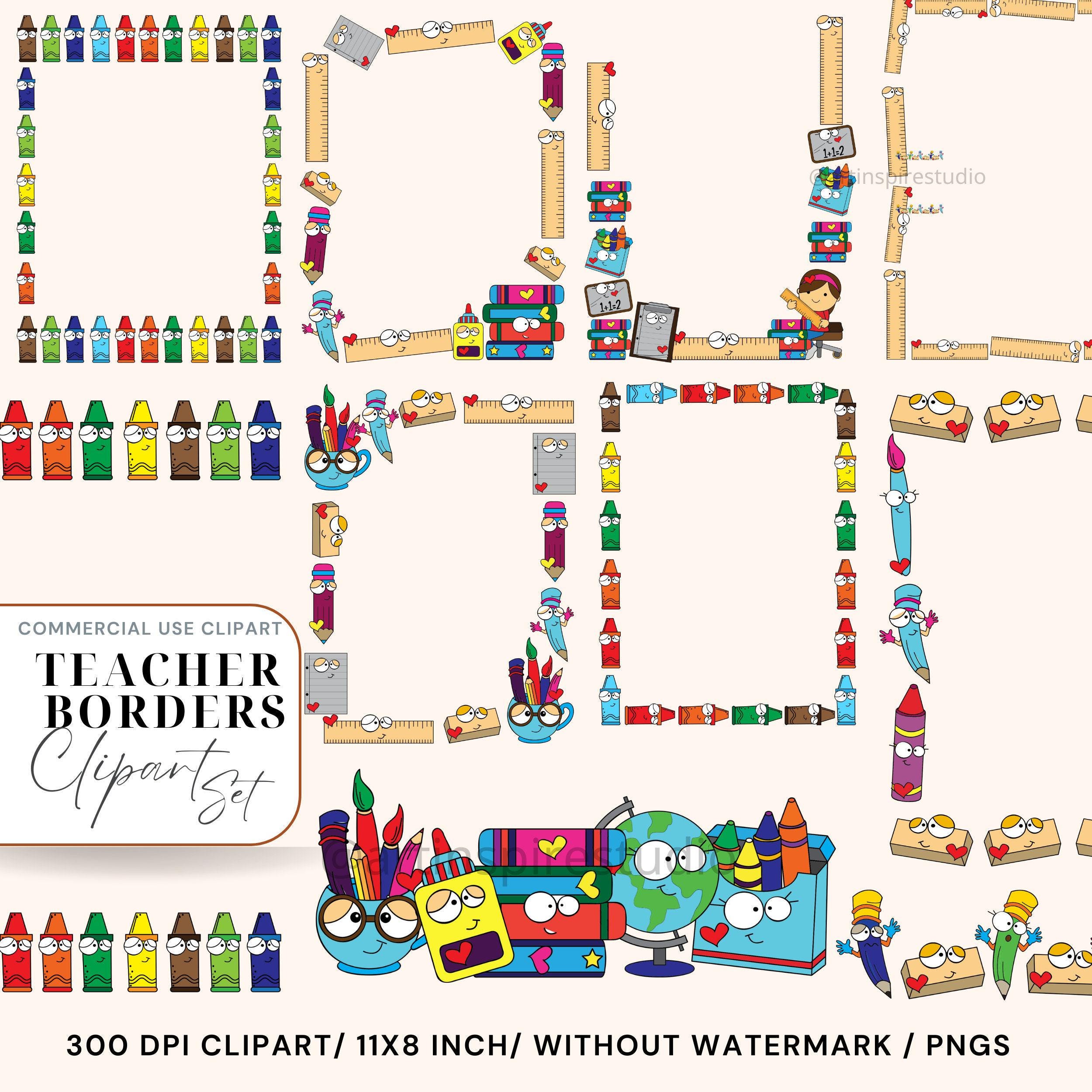 Teacher Clipart Borders Supplies Png Page Border Back to School Clipart ...