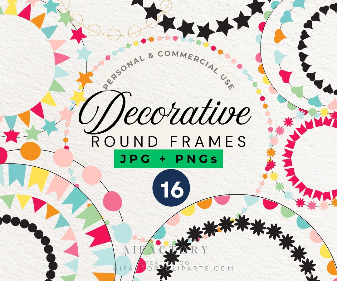 Digital Stickers Picture Frames, Round Frame Clipart Photo Frame Circle ...