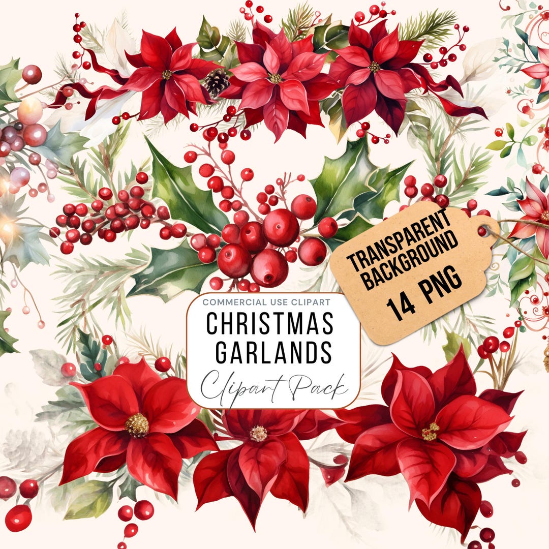 Christmas Flowers Clipart Commercial Use, Christmas Border Clipart ...