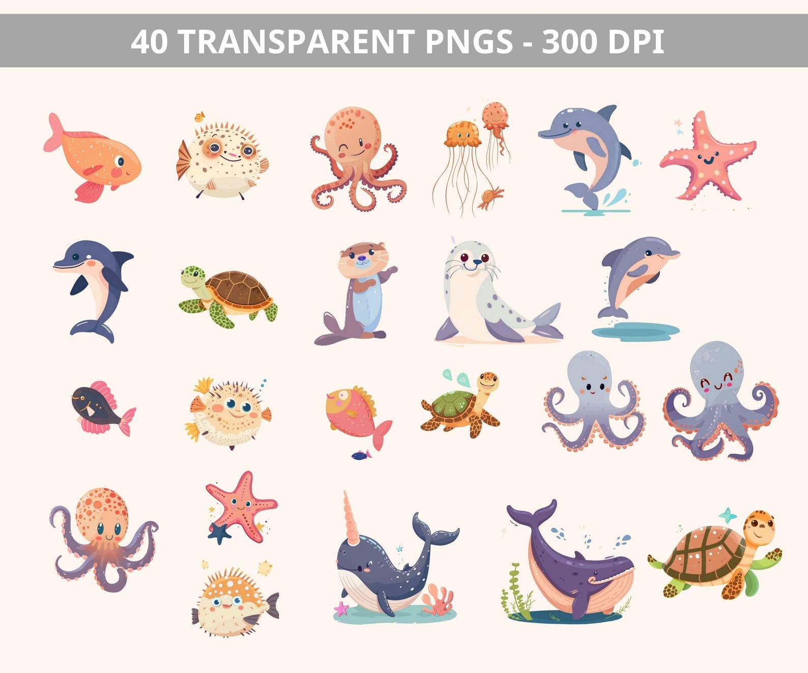Sea Animals Clipart, Underwater Clipart Under the Sea Animals Sea ...