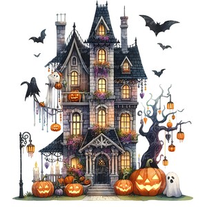 Creepy Fun Haunted House Clip Art Twelve 12x12 High Res Pngs for Card ...