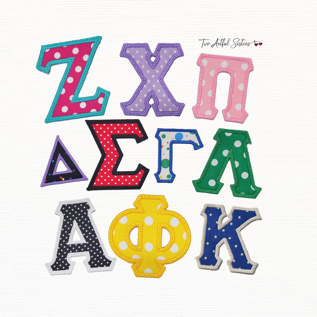 Polka Dot Greek Letter Patch – Embroidered Iron-on Appliqué - Made in ...