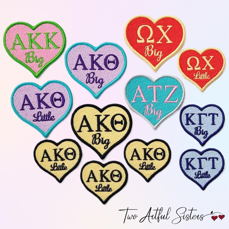 Sorority Big/little Heart Iron-on Patch – Greek Reveal Gift, Made in ...
