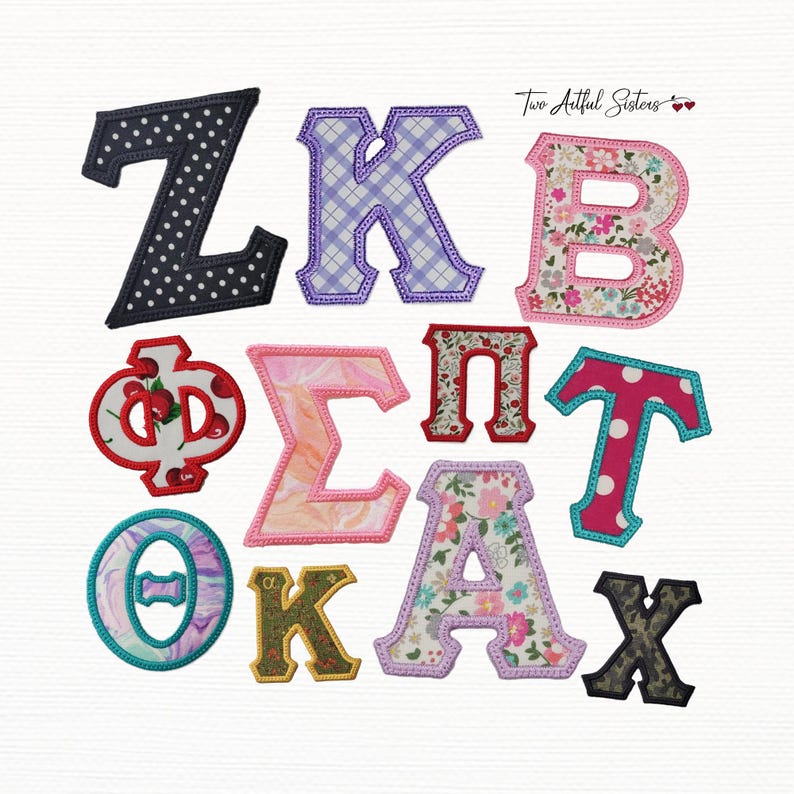 Custom Greek Letter Patches – Iron-on Sorority Letters – Embroidered ...