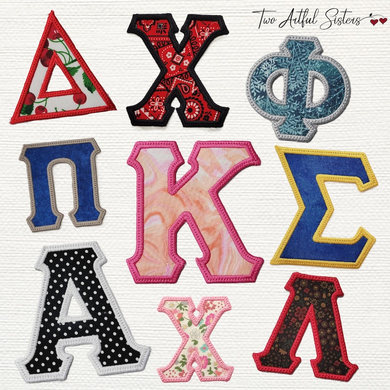Custom Greek Letter Patches – Iron-on Sorority Letters – Embroidered ...