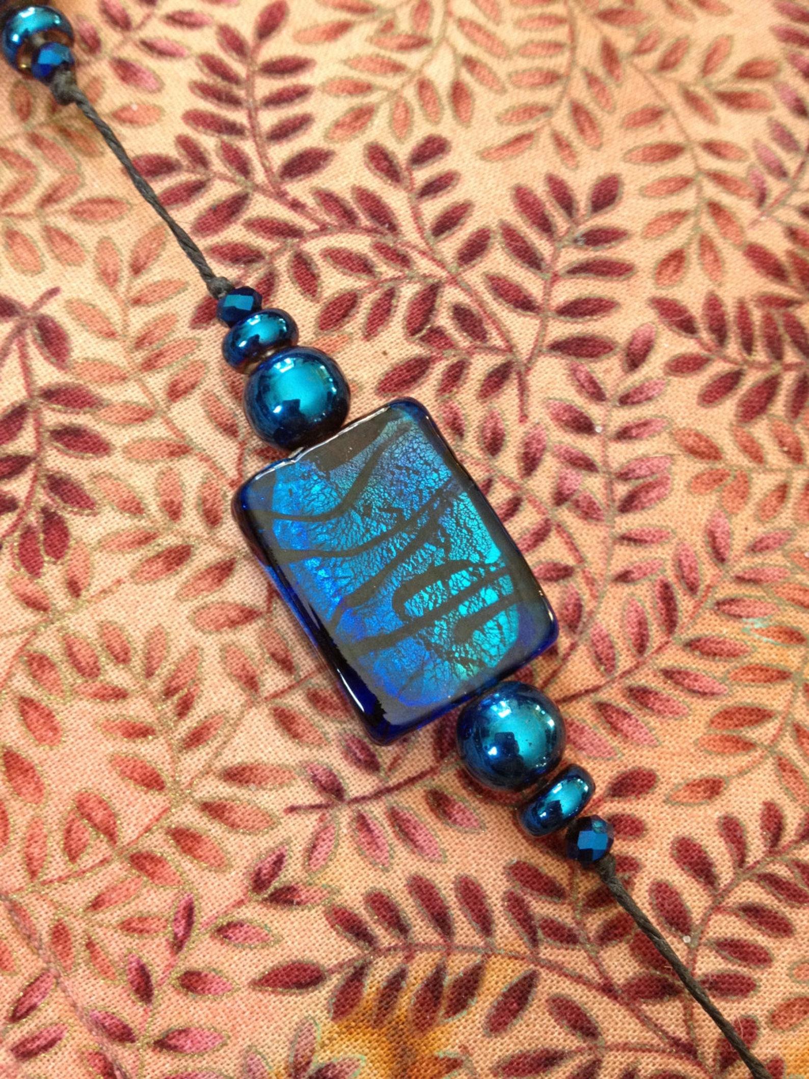 Vibrant Blue Corded Necklace | Etsy