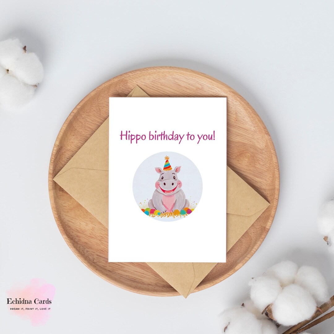 Hippo Birthday to You Happy Birthday Card Digital Download Print at ...