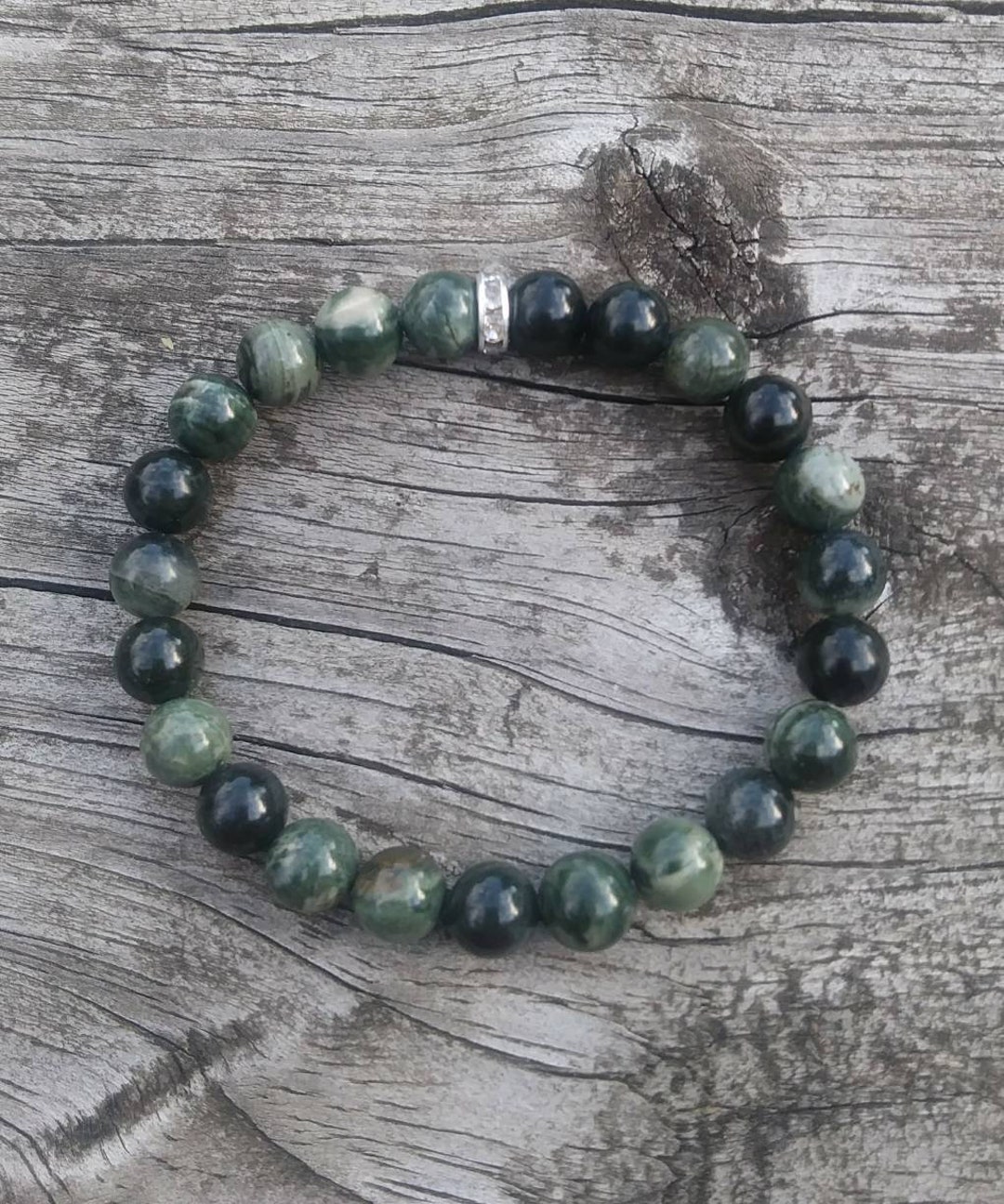 Natural Green Rhodonite Stretch Bracelet - Etsy